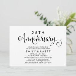Southern Calligraphy | Floral Wedding Anniversary Invitation | Zazzle