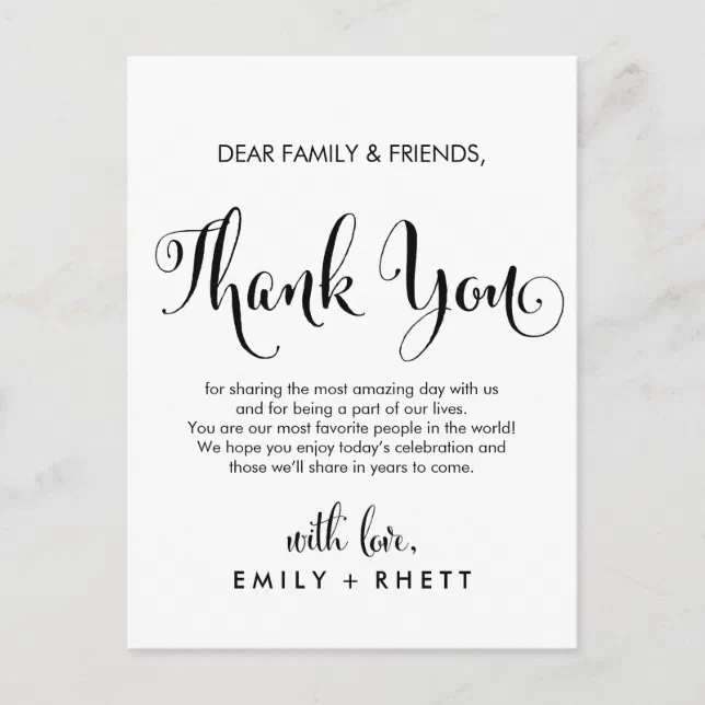 Southern Calligraphy Thank You Reception Card | Zazzle