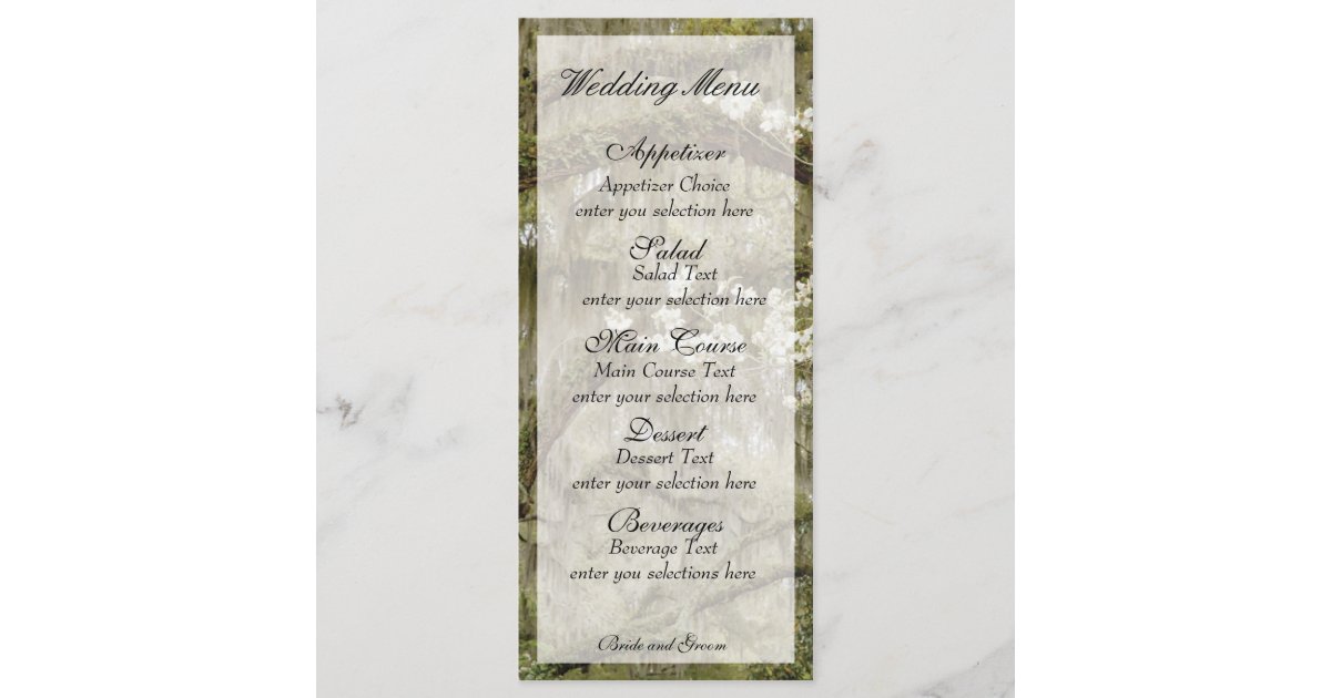 Southern Charm Menu Card | Zazzle