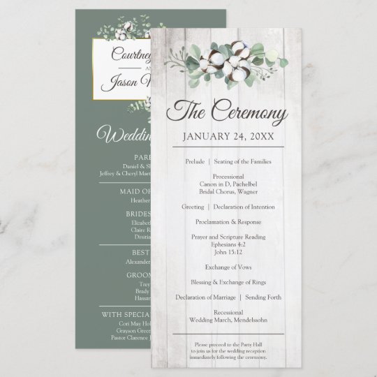 Southern Country Cotton Rustic Wedding Ceremony Program | Zazzle.com