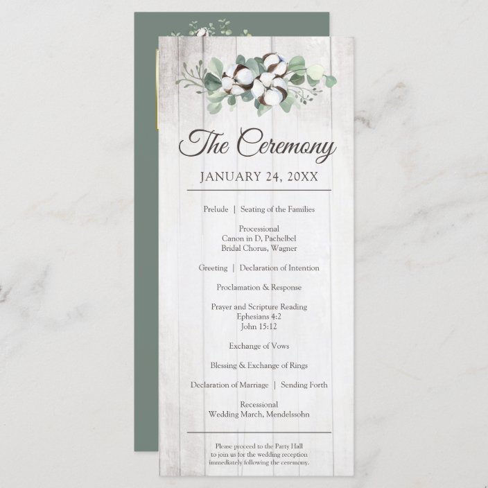 Southern Country Cotton Rustic Wedding Ceremony Program | Zazzle.com