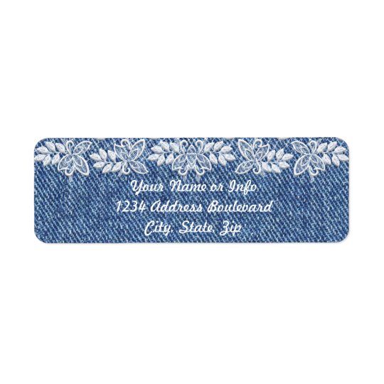 Southern Country Floral Denim Lace Return Address Label | Zazzle.com