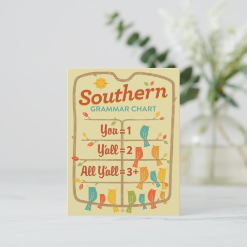 Southern Grammar Chart Postcard | Zazzle