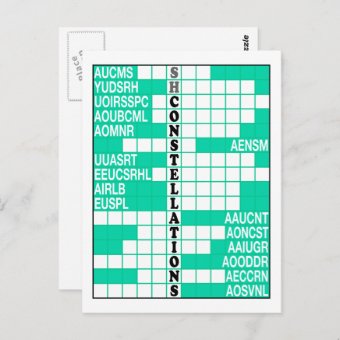 Southern Hemisphere Constellations Word Scramble Postcard | Zazzle