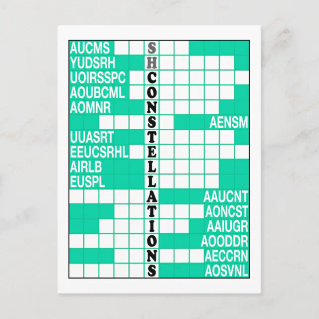 Southern Hemisphere Constellations Word Scramble Postcard | Zazzle