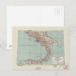 Southern Italy World War II Strategic Map (1943) Postcard | Zazzle