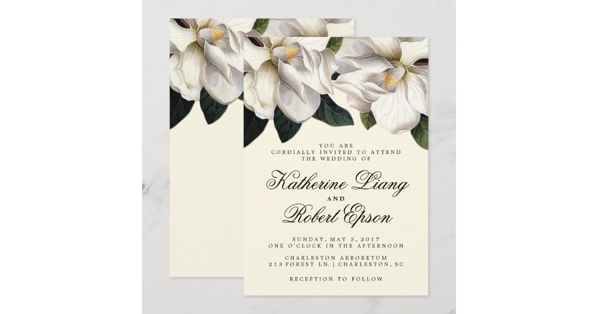 Southern Magnolia Botanical Wedding Invitation | Zazzle