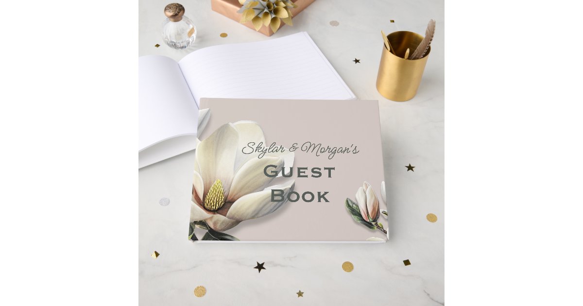 Southern Magnolia Wedding Guest Book | Zazzle