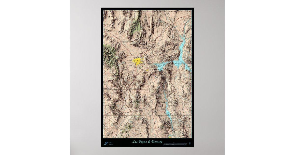 Southern Nevada Map, USA satellite poster | Zazzle