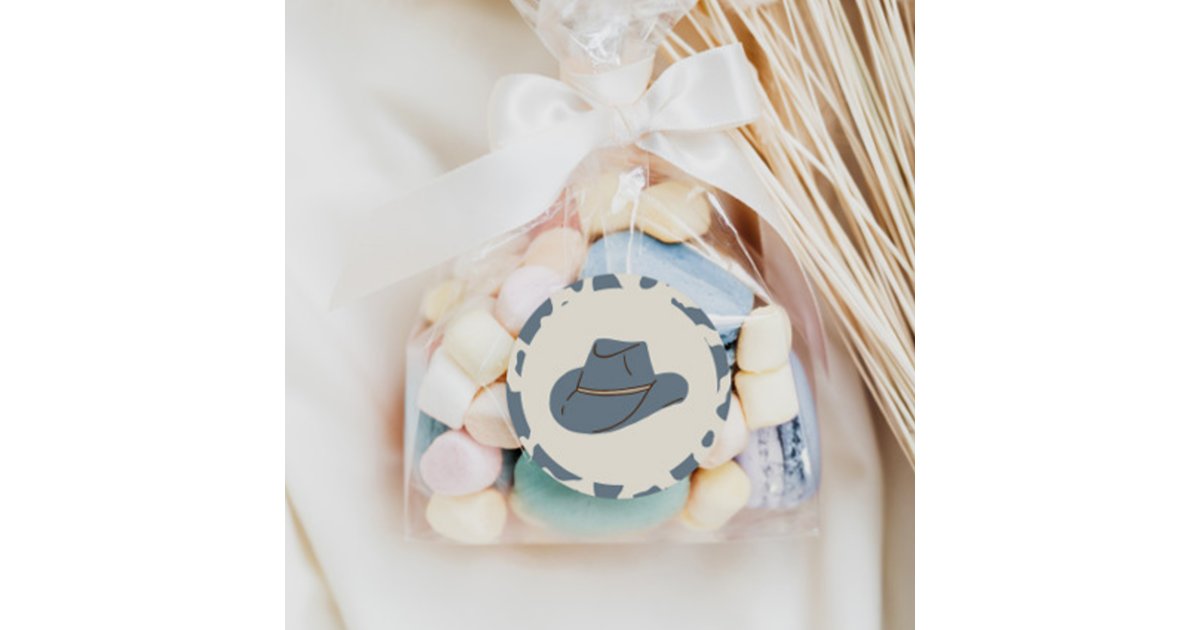 Southern Rodeo Blue Cowboy Birthday Classic Round Sticker | Zazzle