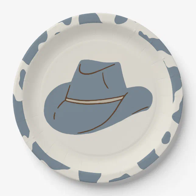 Southern Rodeo Blue Cowboy Birthday Paper Plates | Zazzle