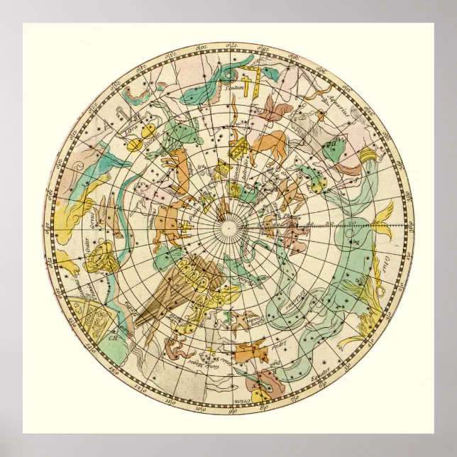 Southern Sky Star Chart and Constellations Map | Zazzle