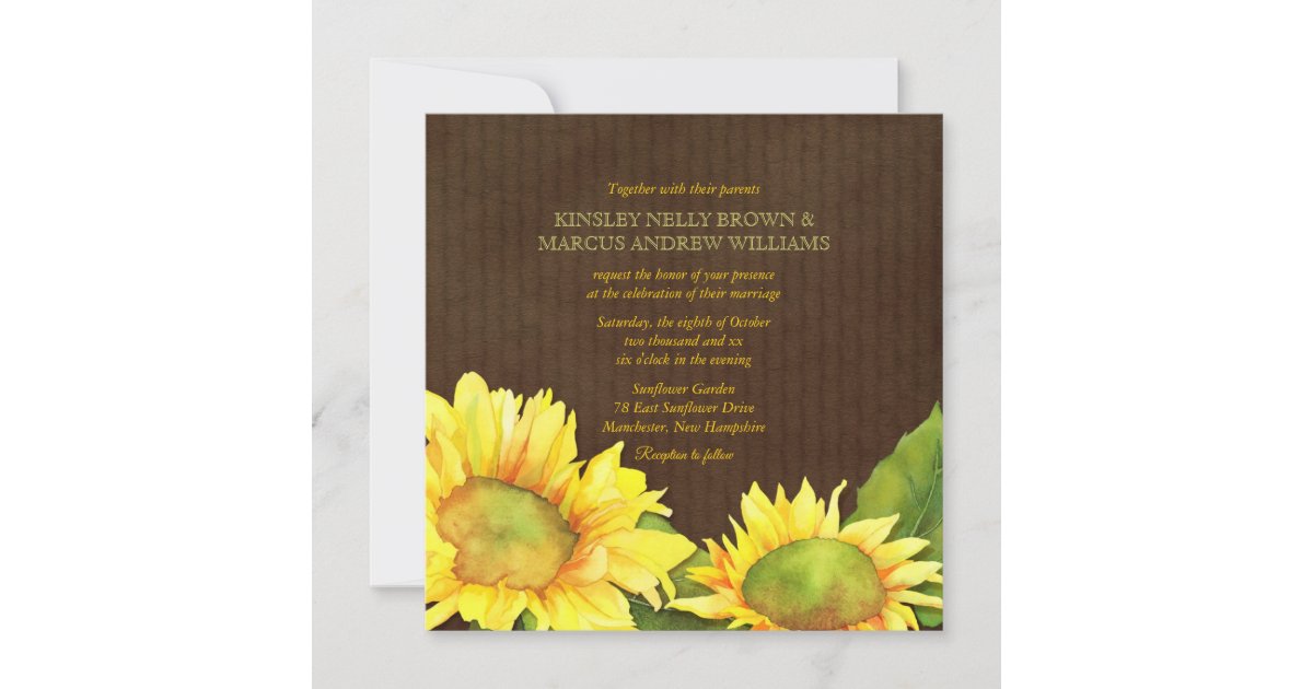 Southern Sunflowers Fall Wedding Invitation | Zazzle