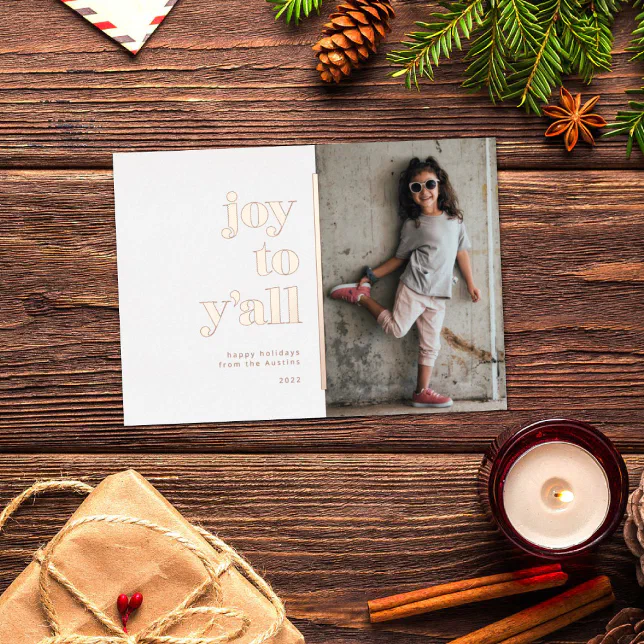 Southern Sweetness Joy to Y'all Photo Holiday Card | Zazzle