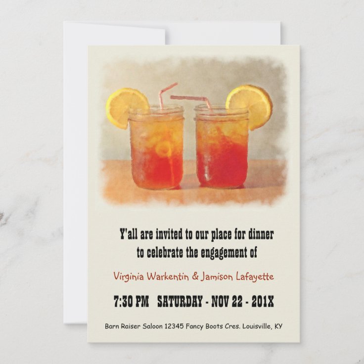 Southern Wedding Sweet Tea Dinner Party Invitation | Zazzle
