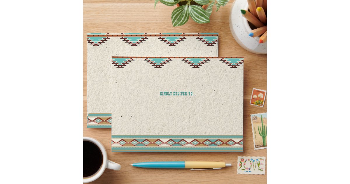 Southern western boho ethnic pattern personalized envelope | Zazzle