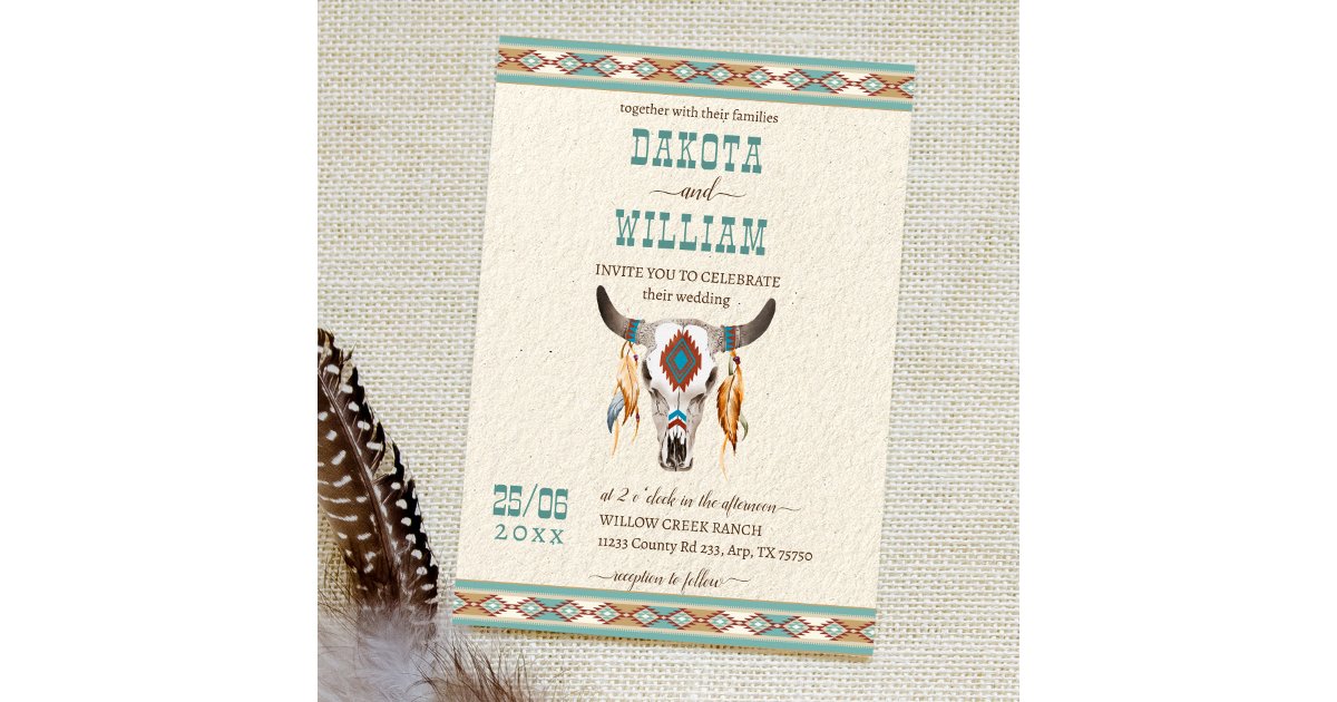 Southern western boho tribal ranch wedding invitation | Zazzle
