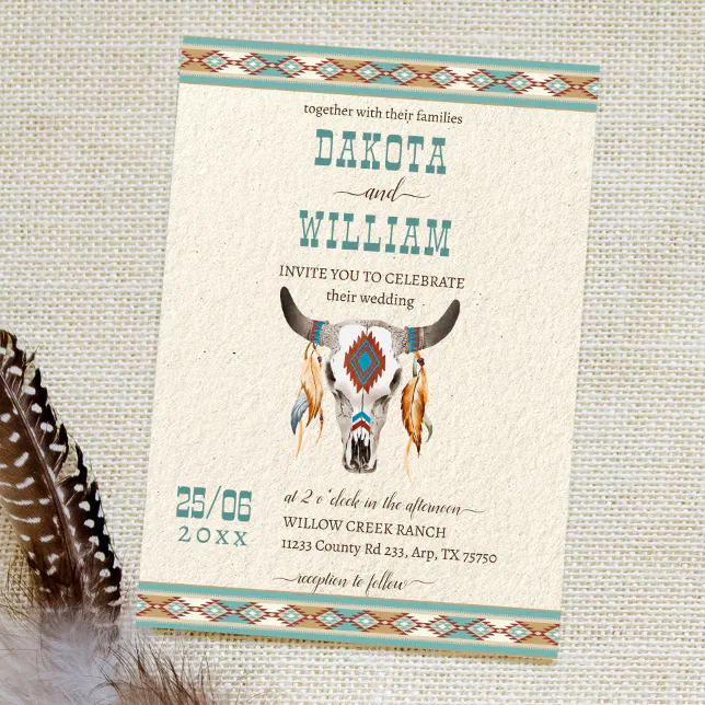 Southern western boho tribal ranch wedding invitation | Zazzle