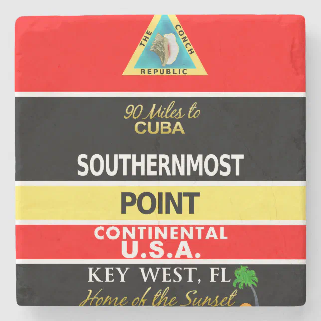 Southernmost Point Buoy Key West Stone Coaster | Zazzle