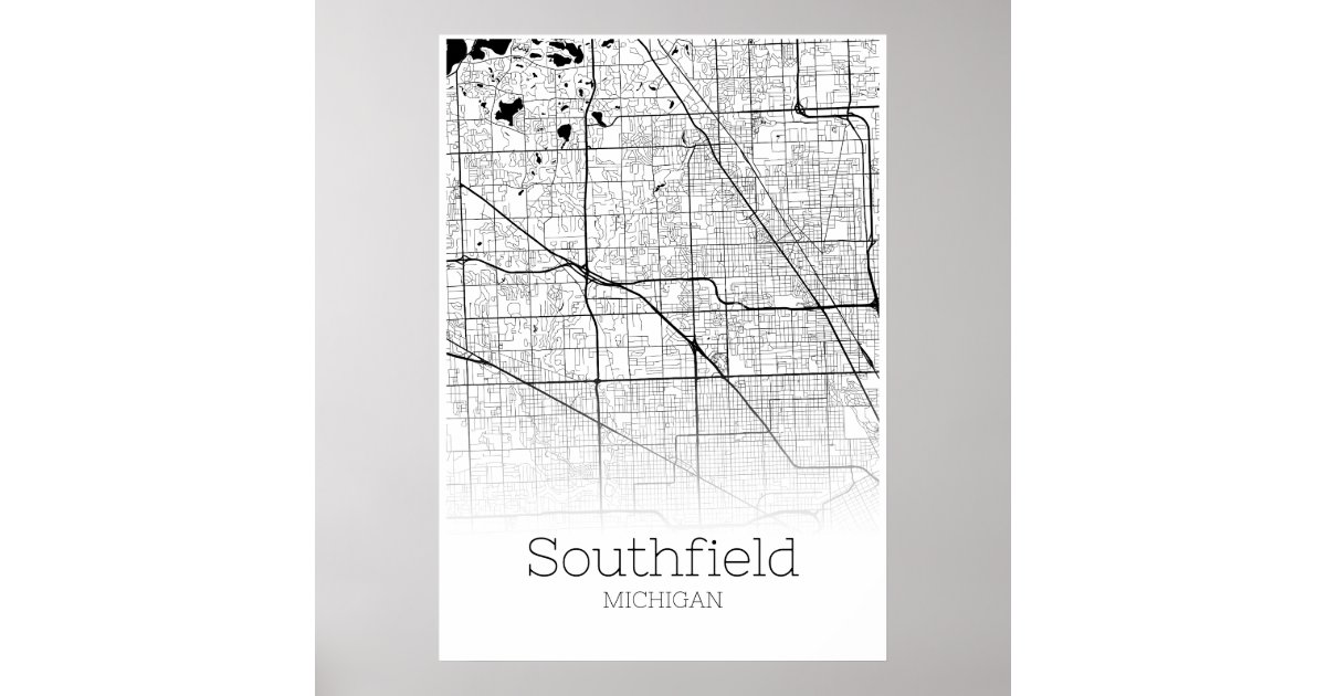Southfield Map - Michigan - City Map Poster | Zazzle