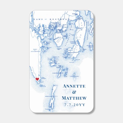 Southport Boothbay Maine Map Elegant Navy Wedding Matchboxes | Zazzle