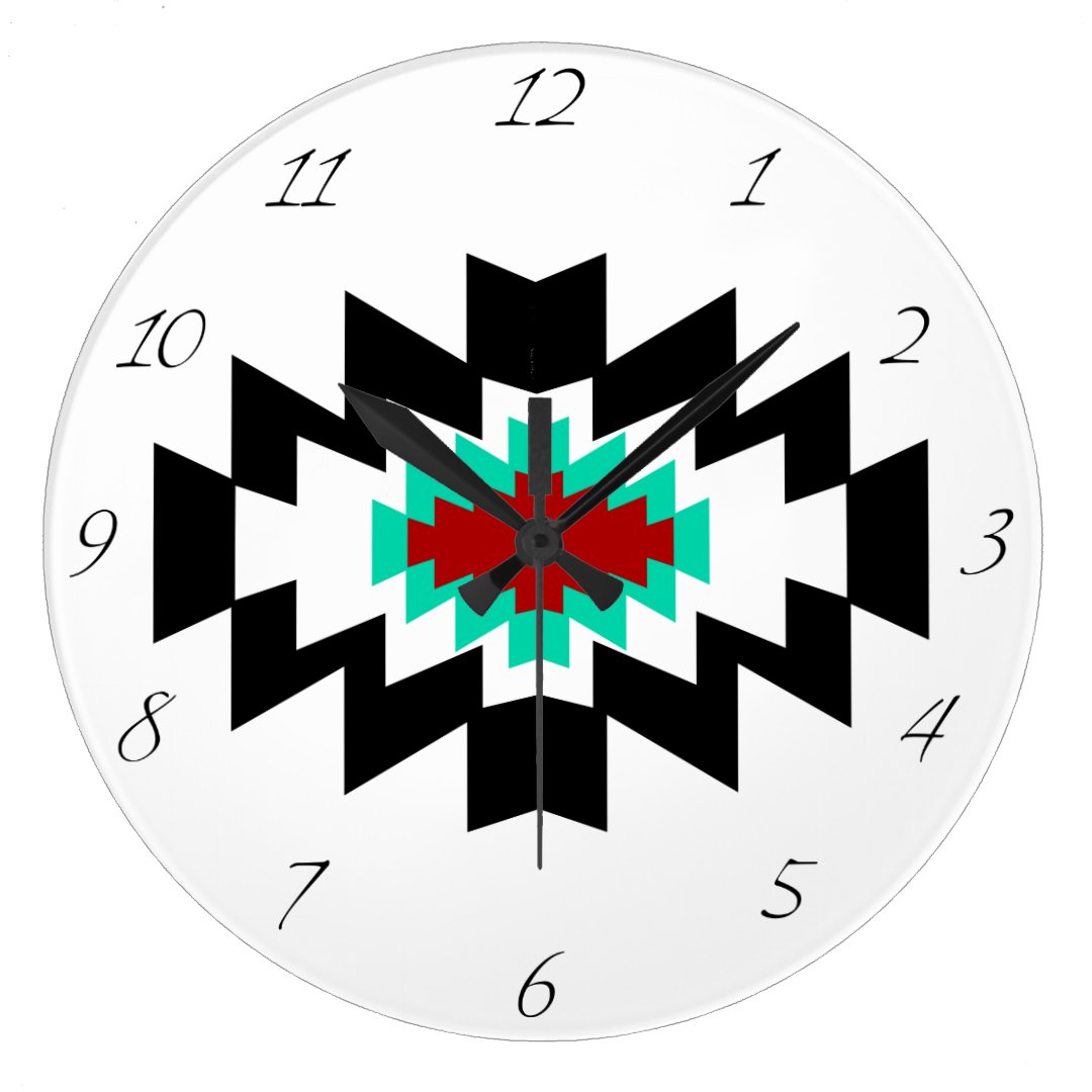 Southwest Aztec Native American Tribal Design Large Clock | Zazzle