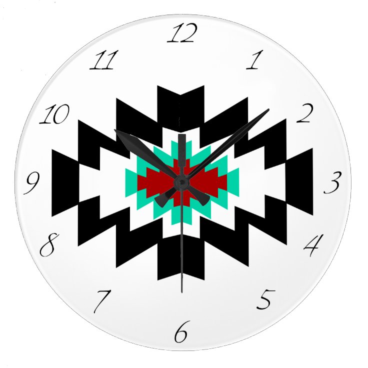 Southwest Aztec Native American Tribal Design Large Clock | Zazzle
