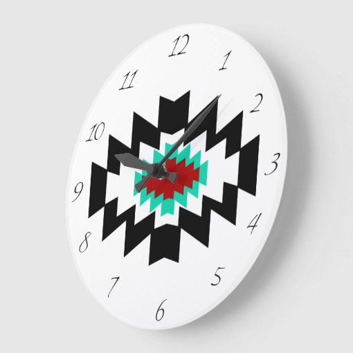 Southwest Aztec Native American Tribal Design Large Clock | Zazzle