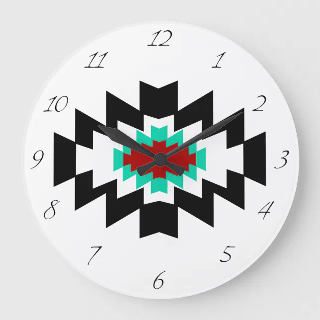 Southwest Aztec Native American Tribal Design Large Clock | Zazzle