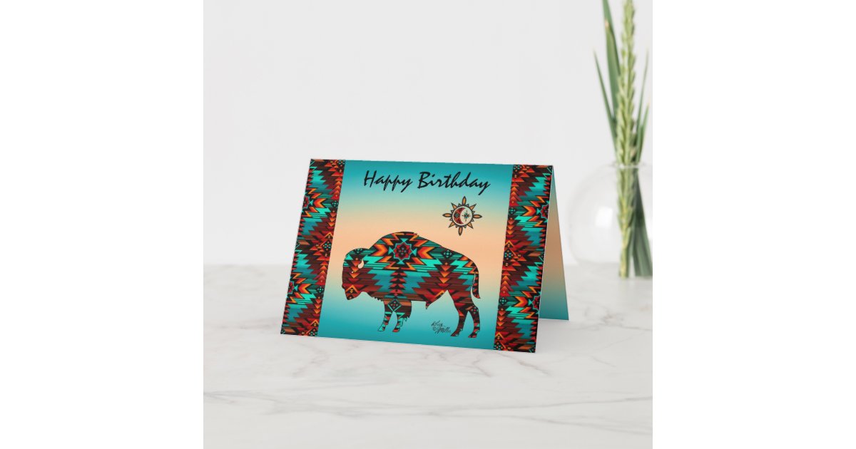 Southwest Buffalo Folded Greeting Card | Zazzle