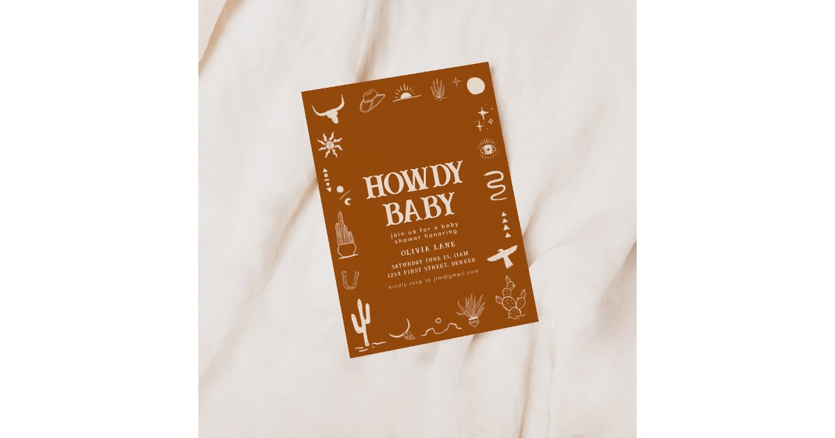 Southwest Cowboy Howdy Baby Shower Invite | Zazzle