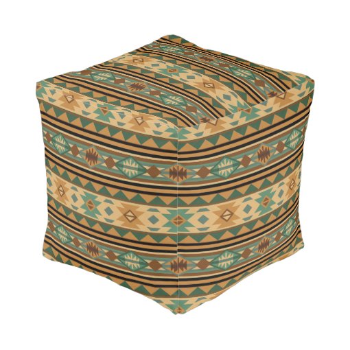 Southwest Design Green Brown Tan Pouf | Zazzle
