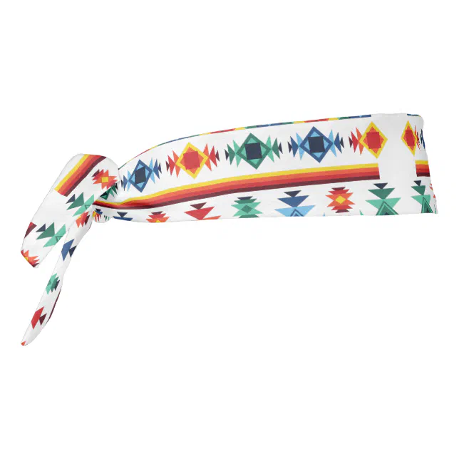 Southwest Ethnic Native American Pattern White Tie Headband | Zazzle