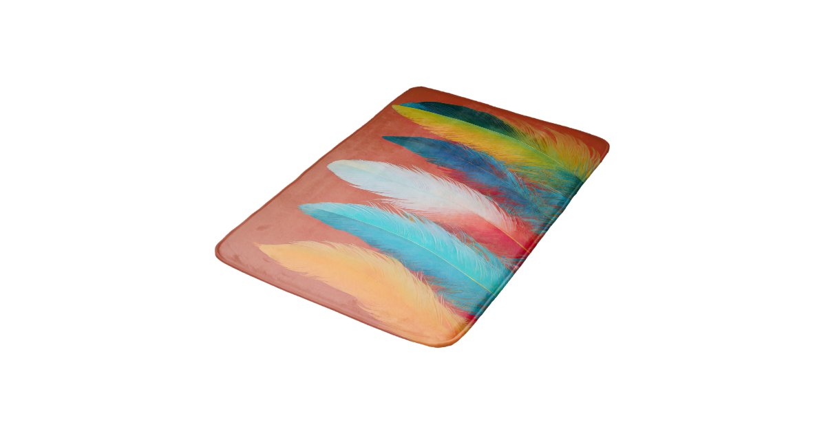 Southwest Feathers Bath Mat | Zazzle