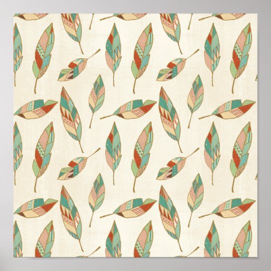 Southwest Geo Step | Geometric Feather Pattern Poster | Zazzle.com