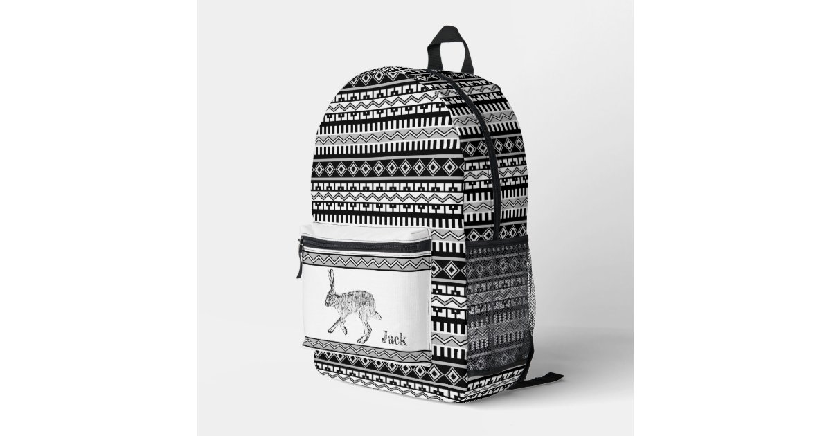 Southwest Jackrabbit and Geometric Personalized Printed Backpack | Zazzle