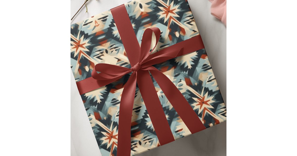 Southwest Modern Blue Adobe Pattern Wrapping Paper | Zazzle