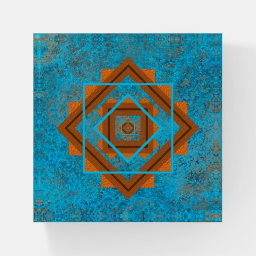 Southwest Mountain Peaks Turquoise Geometric Paperweight | Zazzle