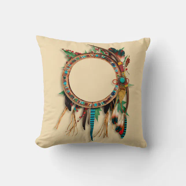 Southwest native american turquoise bow arrow throw pillow | Zazzle