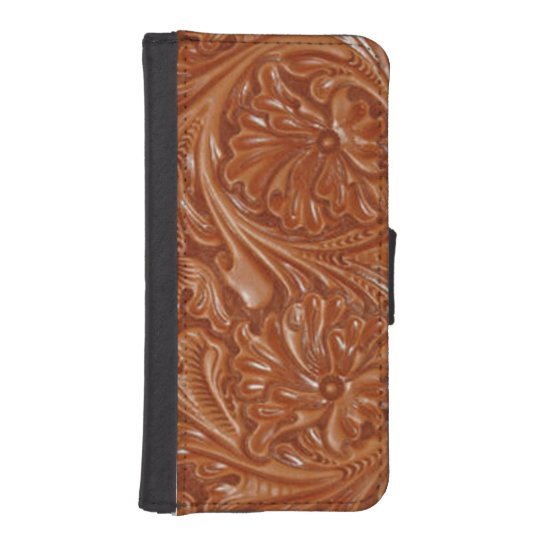 southwest pattern western country tooled leather iPhone wallet case ...