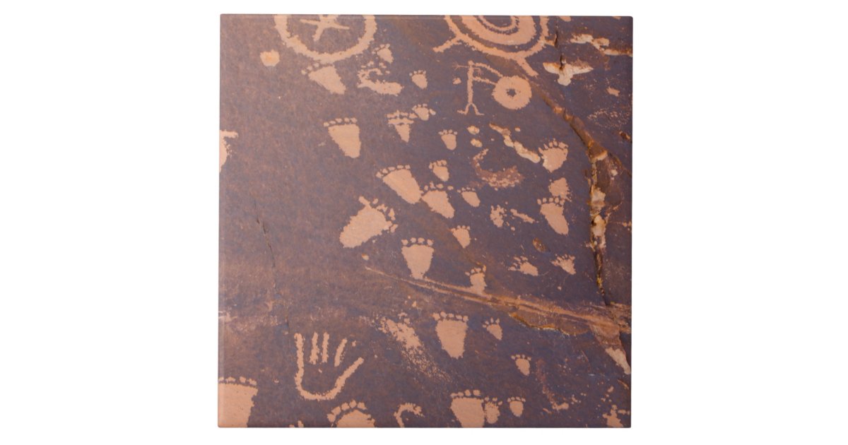Southwest Petroglyph Native American Footprints Ceramic Tile | Zazzle