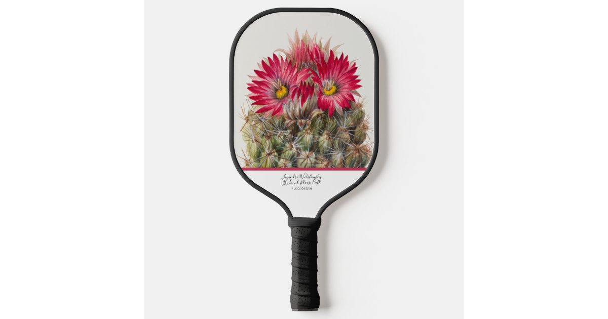 Southwest Rustic Wood Red Flower Cactus Cacti Wire Pickleball Paddle ...