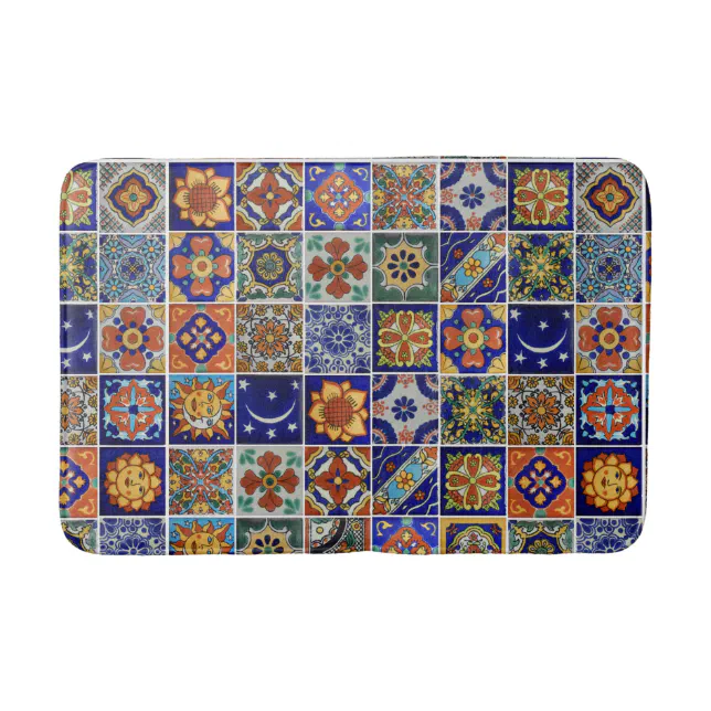 Southwest Style Talavera Tile Image Bath Mat | Zazzle