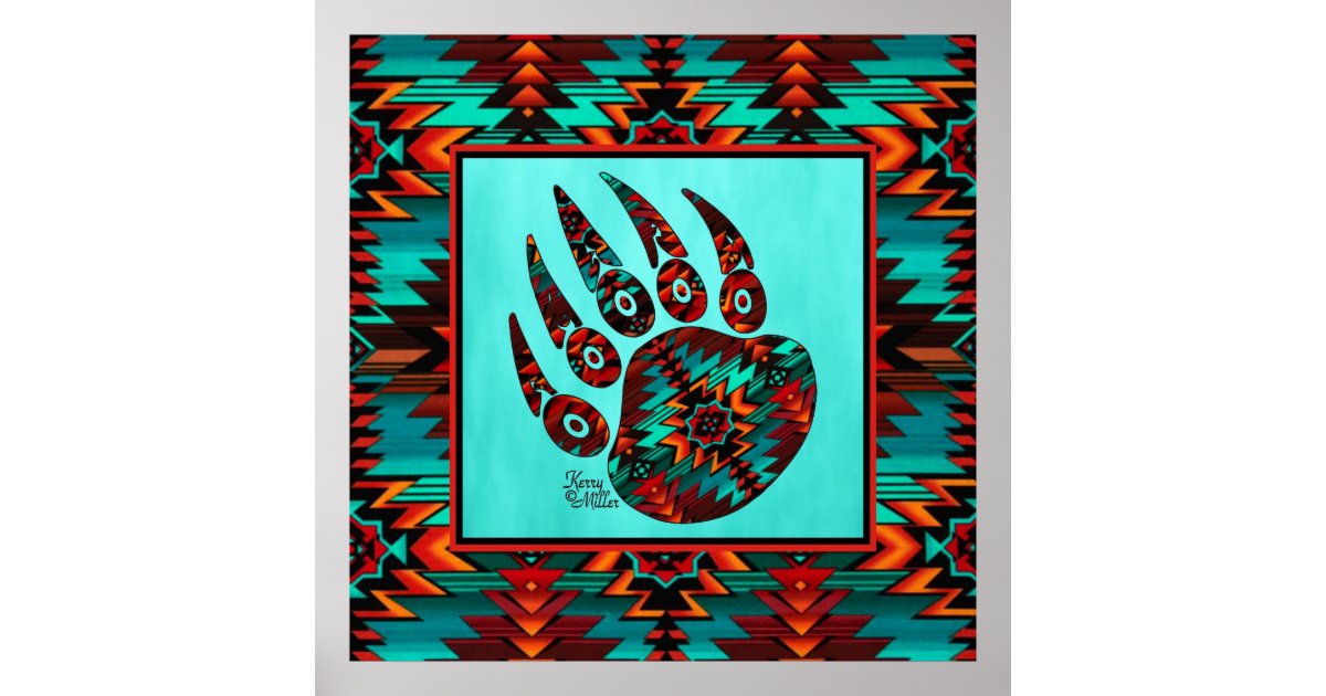 Southwest Tribal Bear Paw Poster | Zazzle