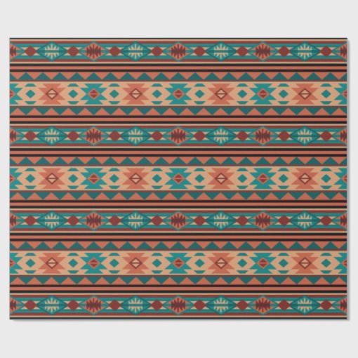 Southwest Tribal Pattern Turquoise Terracotta Wrapping Paper | Zazzle