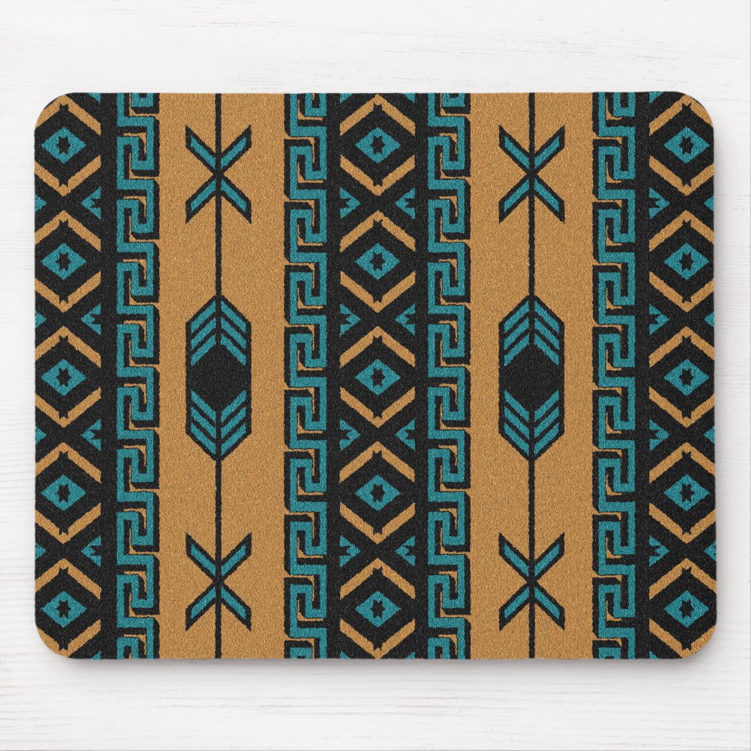 Southwest Turquoise Aztec Pattern Mouse Pad | Zazzle