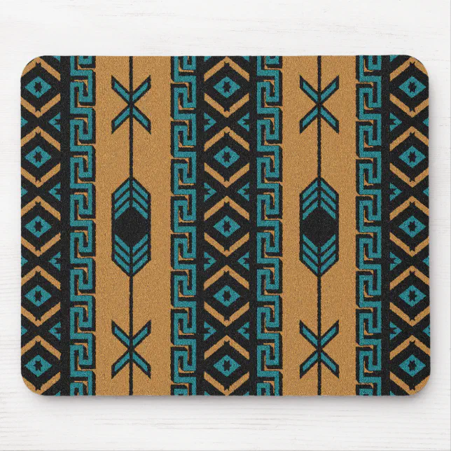 Southwest Turquoise Aztec Pattern Mouse Pad | Zazzle