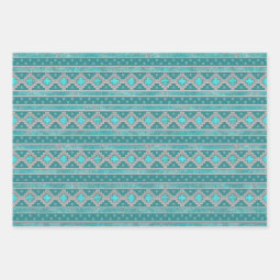 Southwest Turquoise Geometric Patterns Wrapping Paper Sheets | Zazzle
