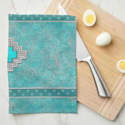 Southwest Turquoise Kitchen Towel | Zazzle