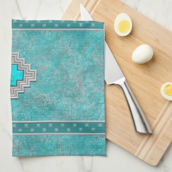 Southwest Turquoise Kitchen Towel | Zazzle